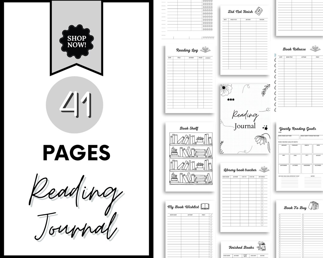 Minimalist Reading Planner Bundle Printable Reading Journal Digital ...