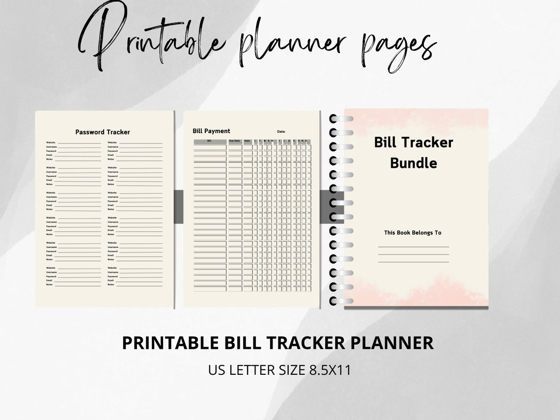 Bill Tracker, Monthly Bill Planner, Monthly Bill Tracker, Bill Payment ...