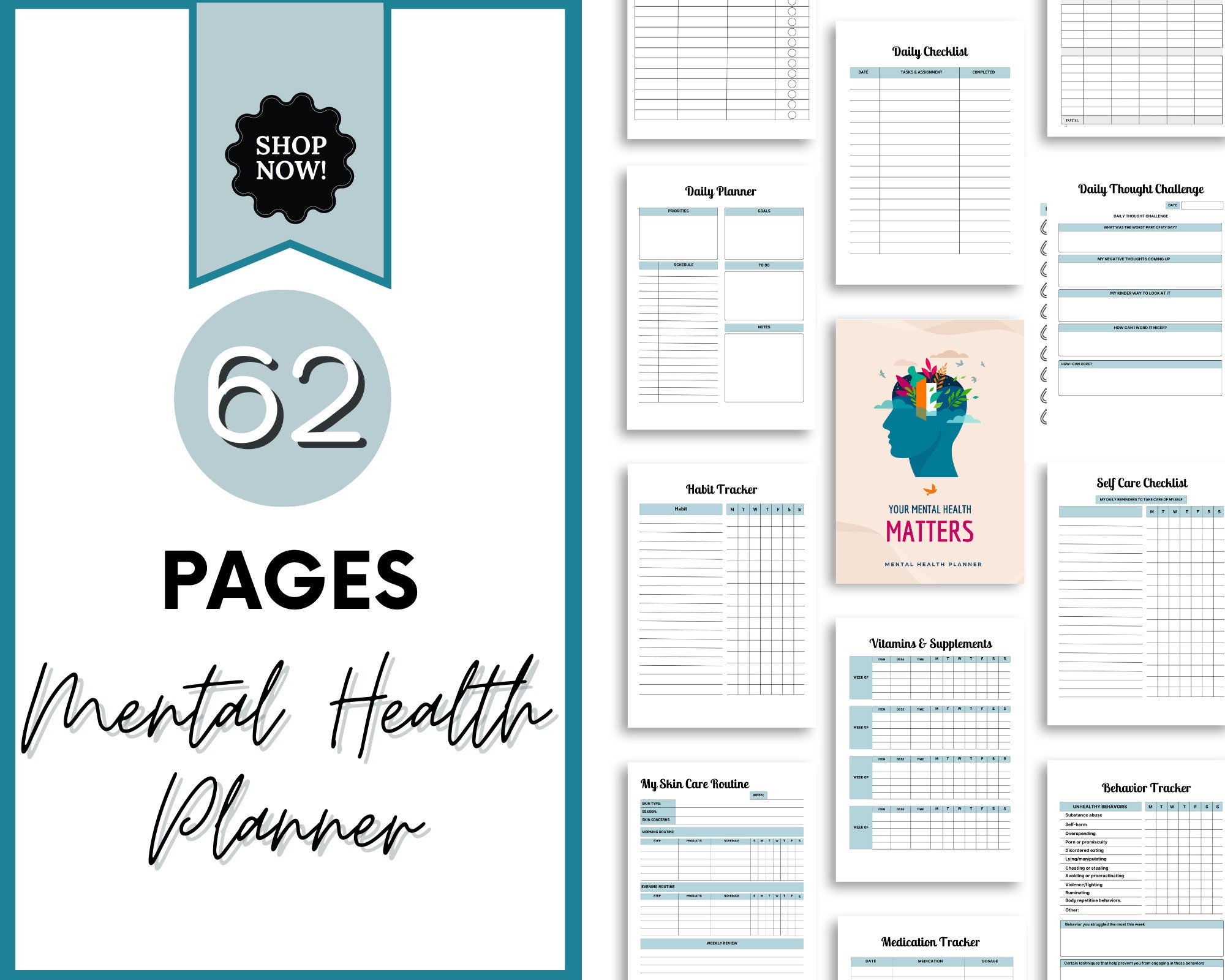 Mental Health Planner, Mental Health Bundle, Printable Anxiety Journal ...