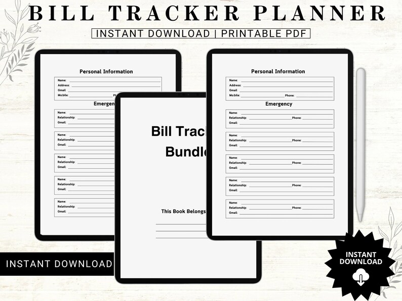 Bill Tracker, Monthly Bill Planner, Monthly Bill Tracker, Bill Payment ...
