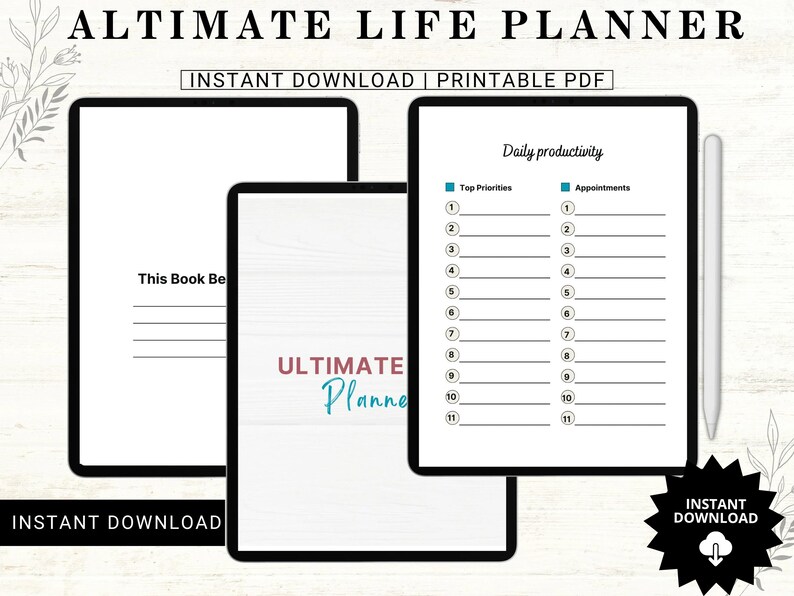 Ultimate Life Planner, Life Planner Printable, Printable Daily Planner ...