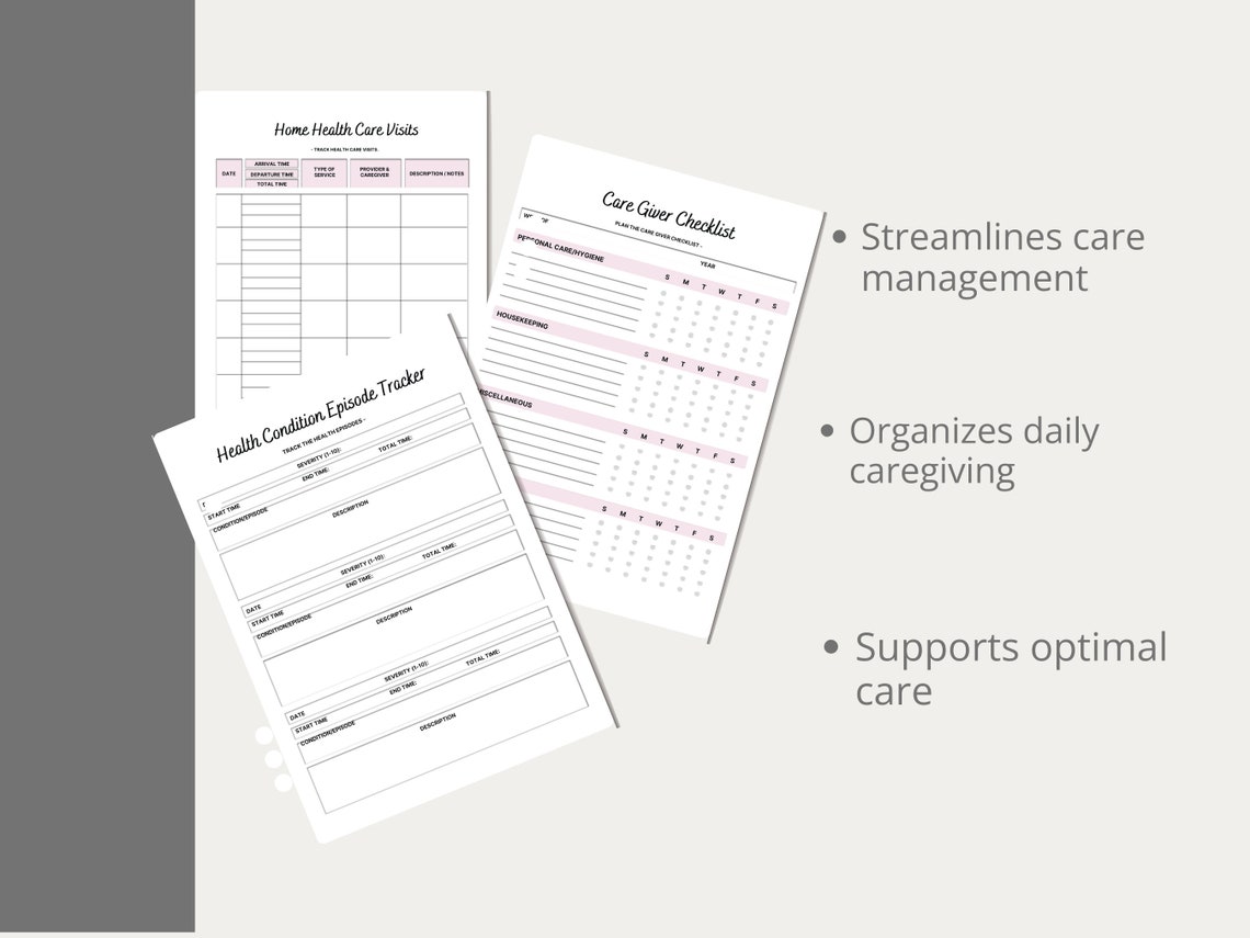 Caregiving Planner, Caregiver Planner Printable, Home Health Care Form ...