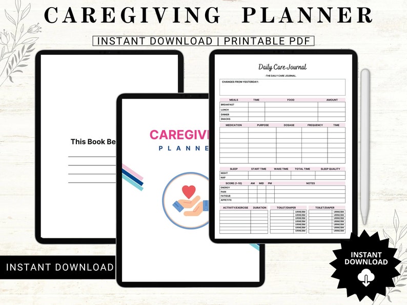 Caregiving Planner, Caregiver Planner Printable, Home Health Care Form ...