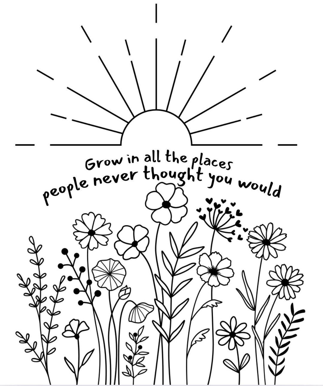 Wildflower Inspirational Quote PNG, Printable Floral Wall Decor ...