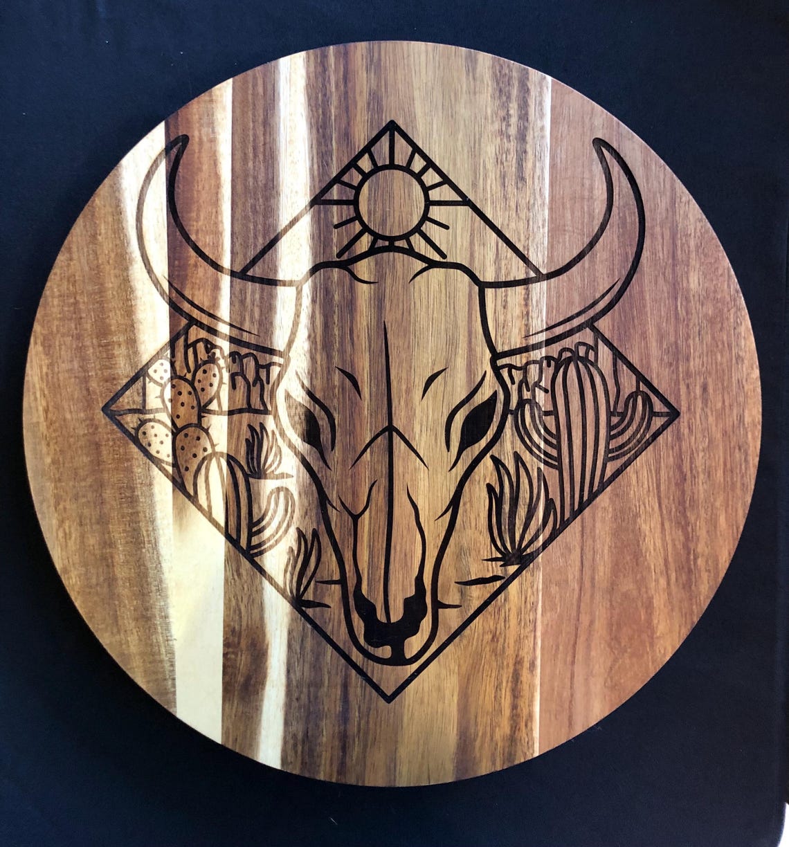 Laser Engraved Lazy Susan: Southwestern Bull Skull Decor - Etsy