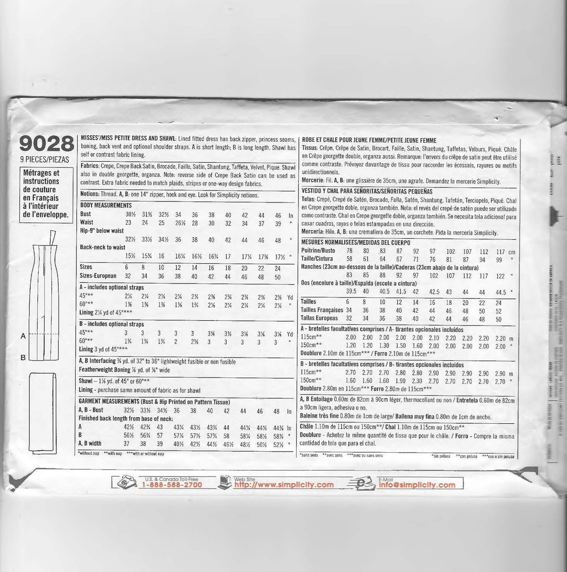 Dress and Shawl Sewing Pattern Simplicity 9028 Misses Size 6 to 14 - Etsy