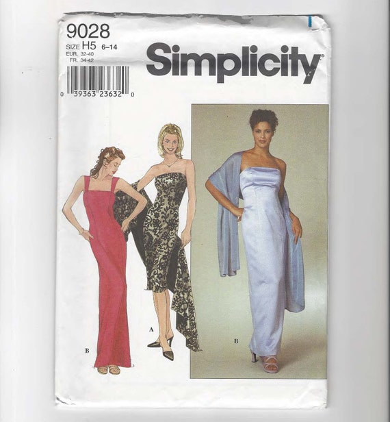 Dress and Shawl Sewing Pattern Simplicity 9028 Misses Size 6 | Etsy
