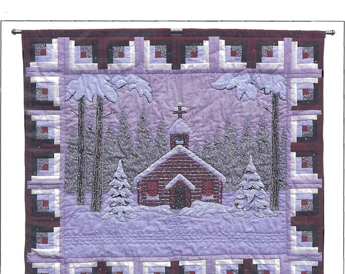 Log Church Snow Scene Vintage Wall Hanging Quilt Pattern by Sarah Hass ...