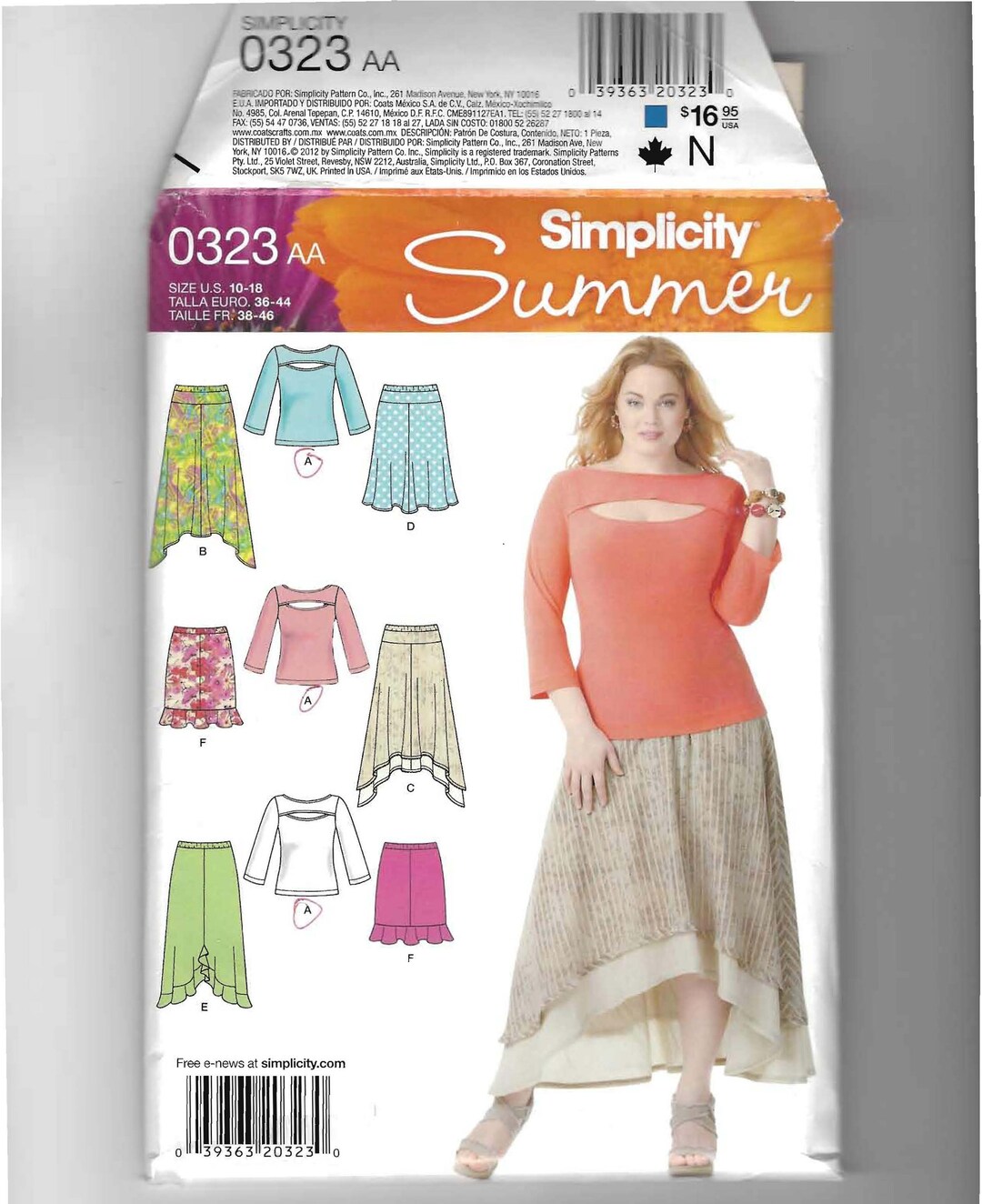 Skirt and Knit Top Sewing Pattern Misses/women's 0323 Simplicity Size ...