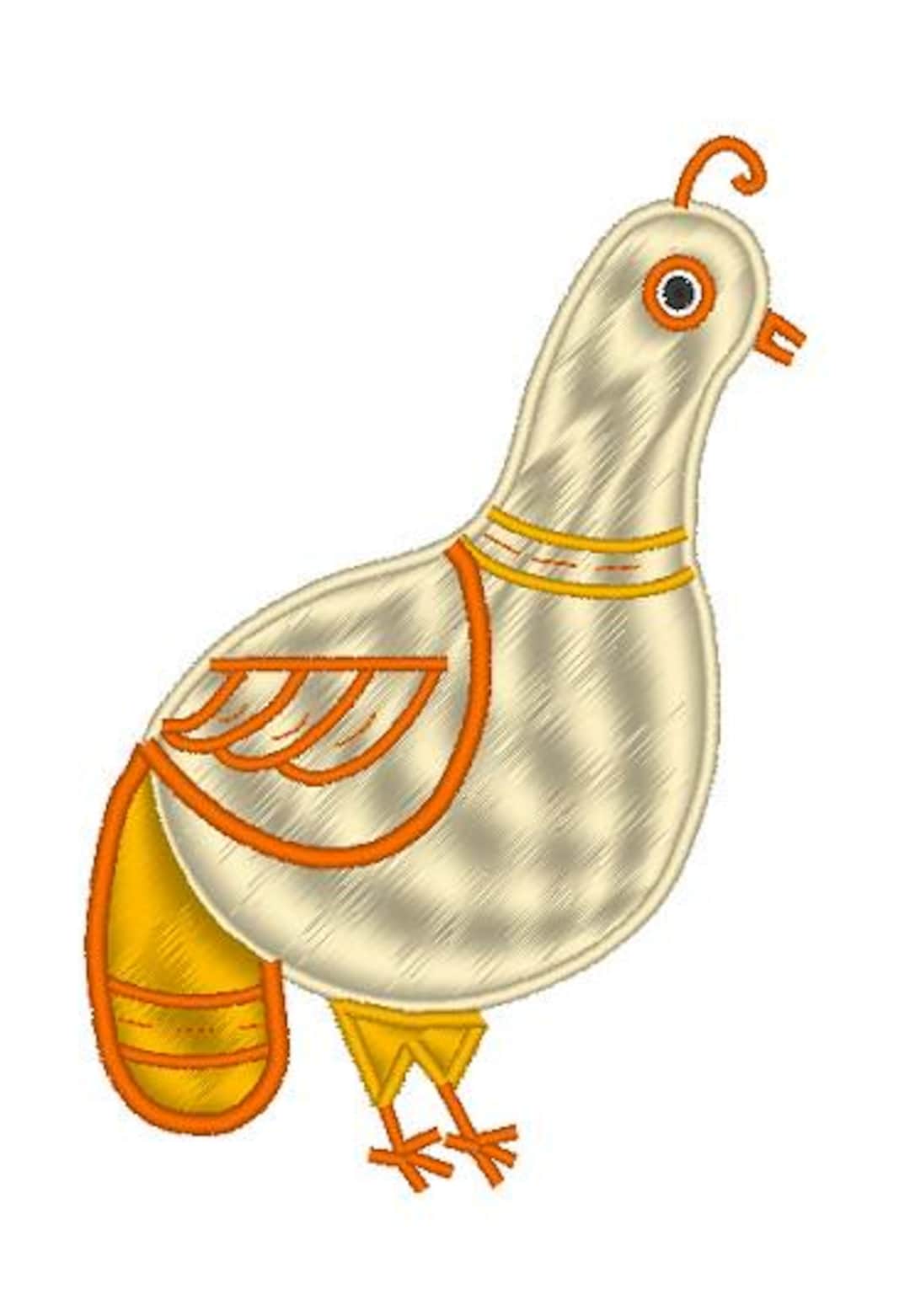 Primative Quail Applique and Stitched Machine Embroidery Design for ...