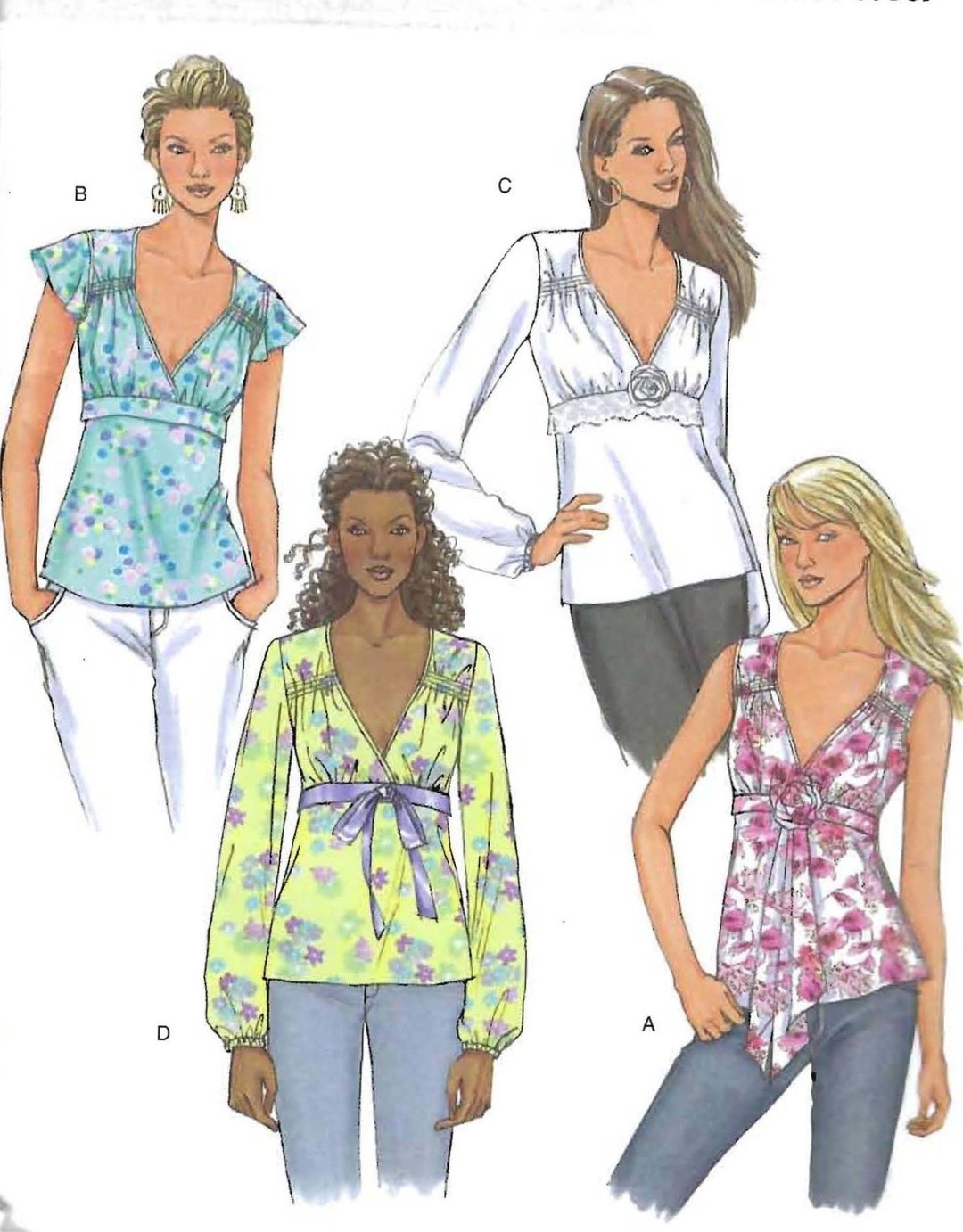 Top and Flower for Misses Sewing Pattern Butterick 4454 Sizes 6 - 20 - Etsy