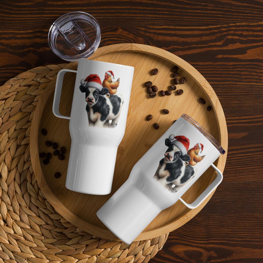 Cow and Chicken Travel Mug With a Handle - Etsy
