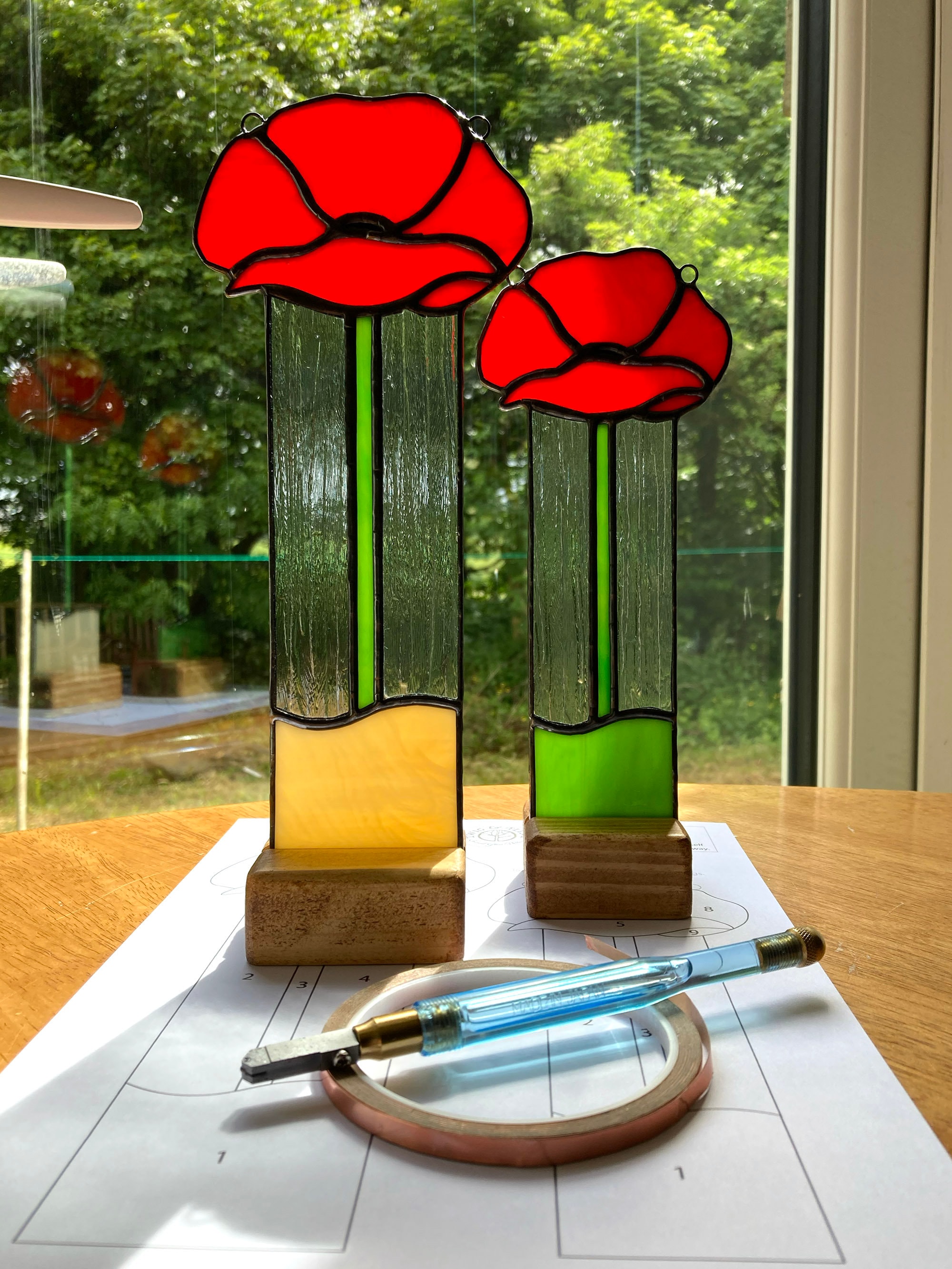 Poppy Stained Glass Pattern, Instant Download, Floral Suncatcher ...