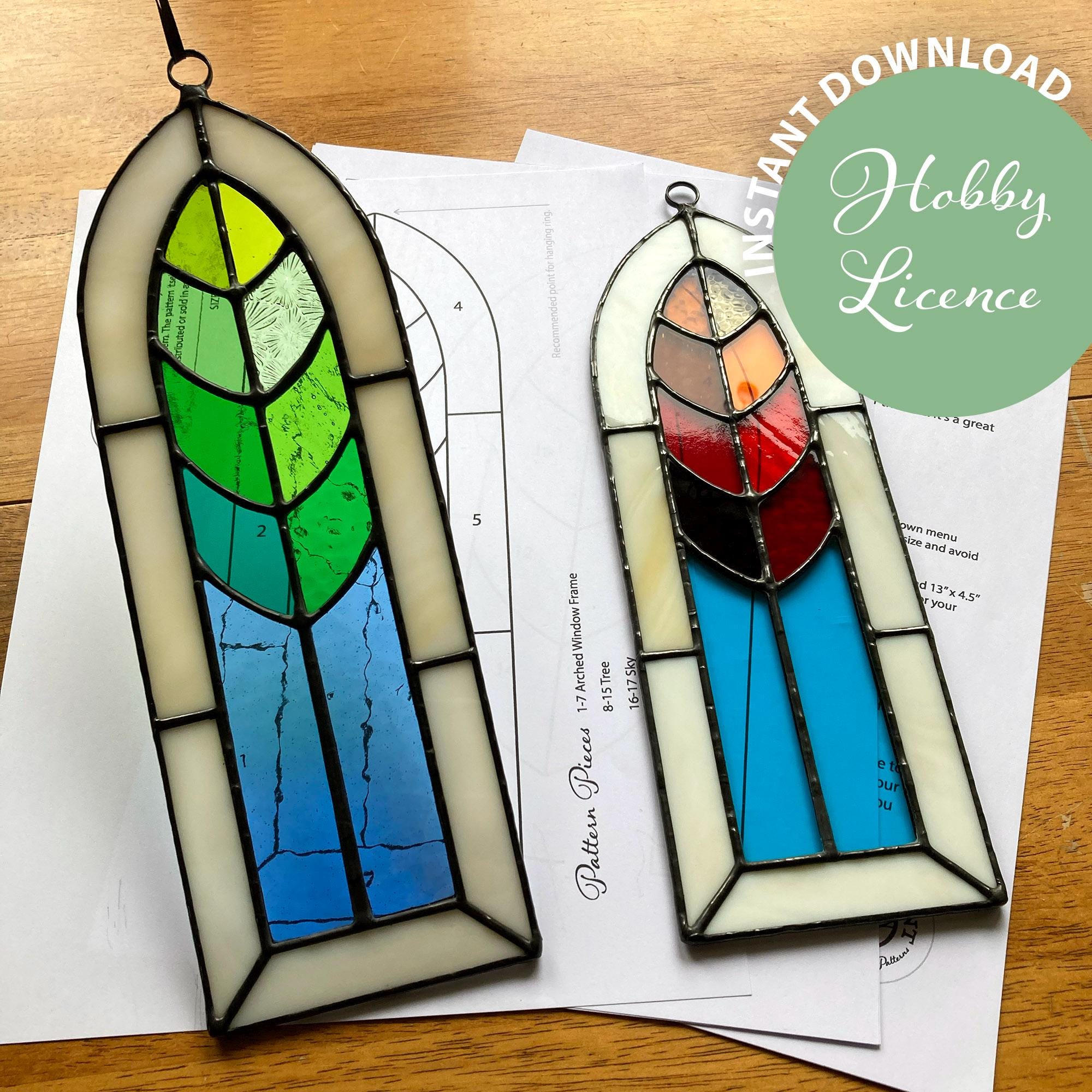 Tree Arched Window Stained Glass Pattern: 2 Sizes (PDF & SVG Download ...