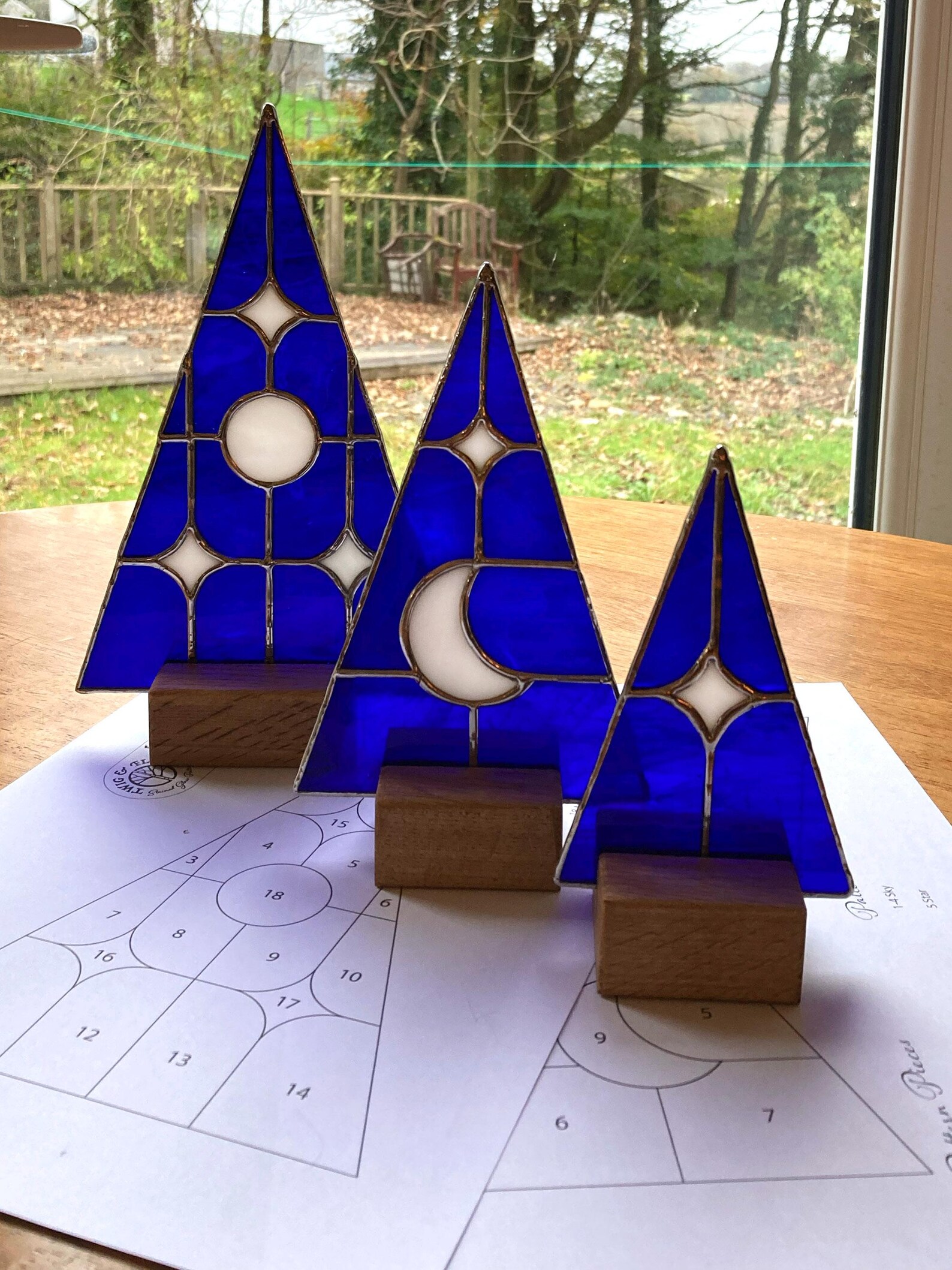 Celestial Stained Glass Christmas Trees Pattern: Starry Night Decor ...