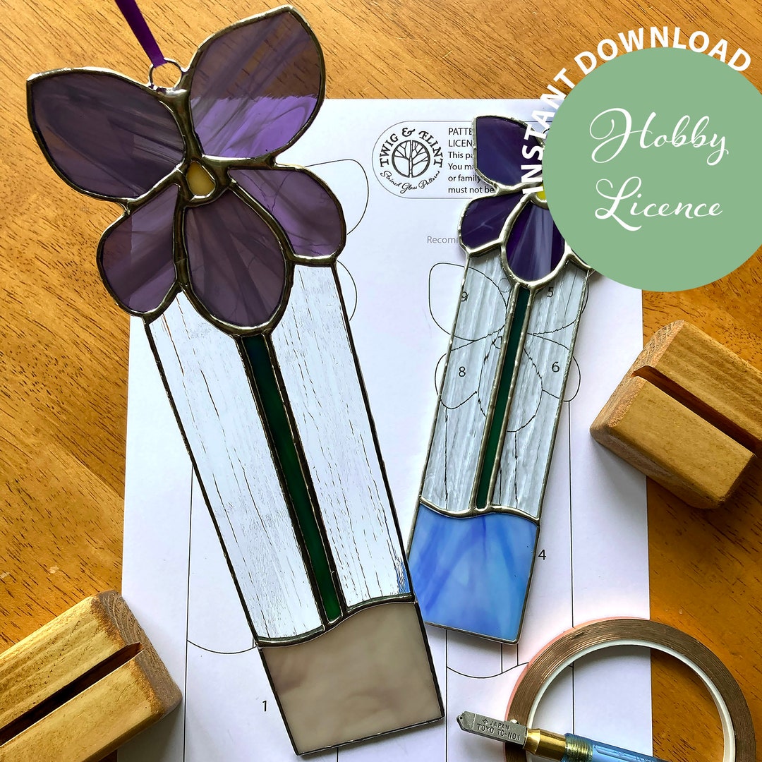 Violet Stained Glass Pattern, February Birth Flower, PDF & SVG Download ...