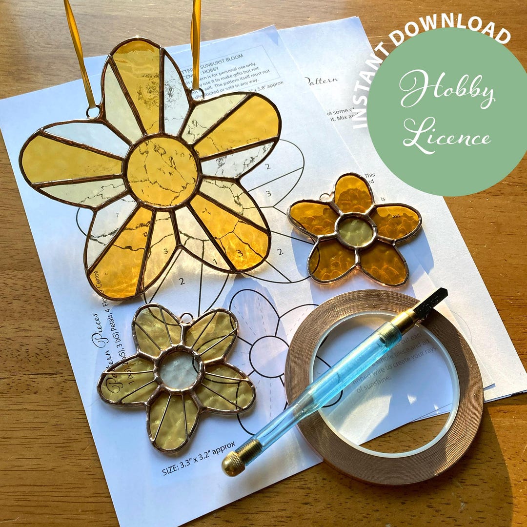 Sunburst Bloom Stained Glass Pattern: Flower Suncatchers (PDF & SVG Download) - Etsy
