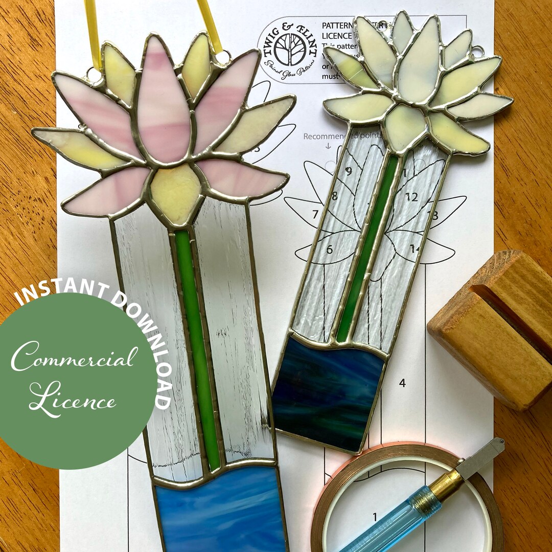 Water Lily Stained Glass Pattern, Digital Download, Floral Suncatcher ...