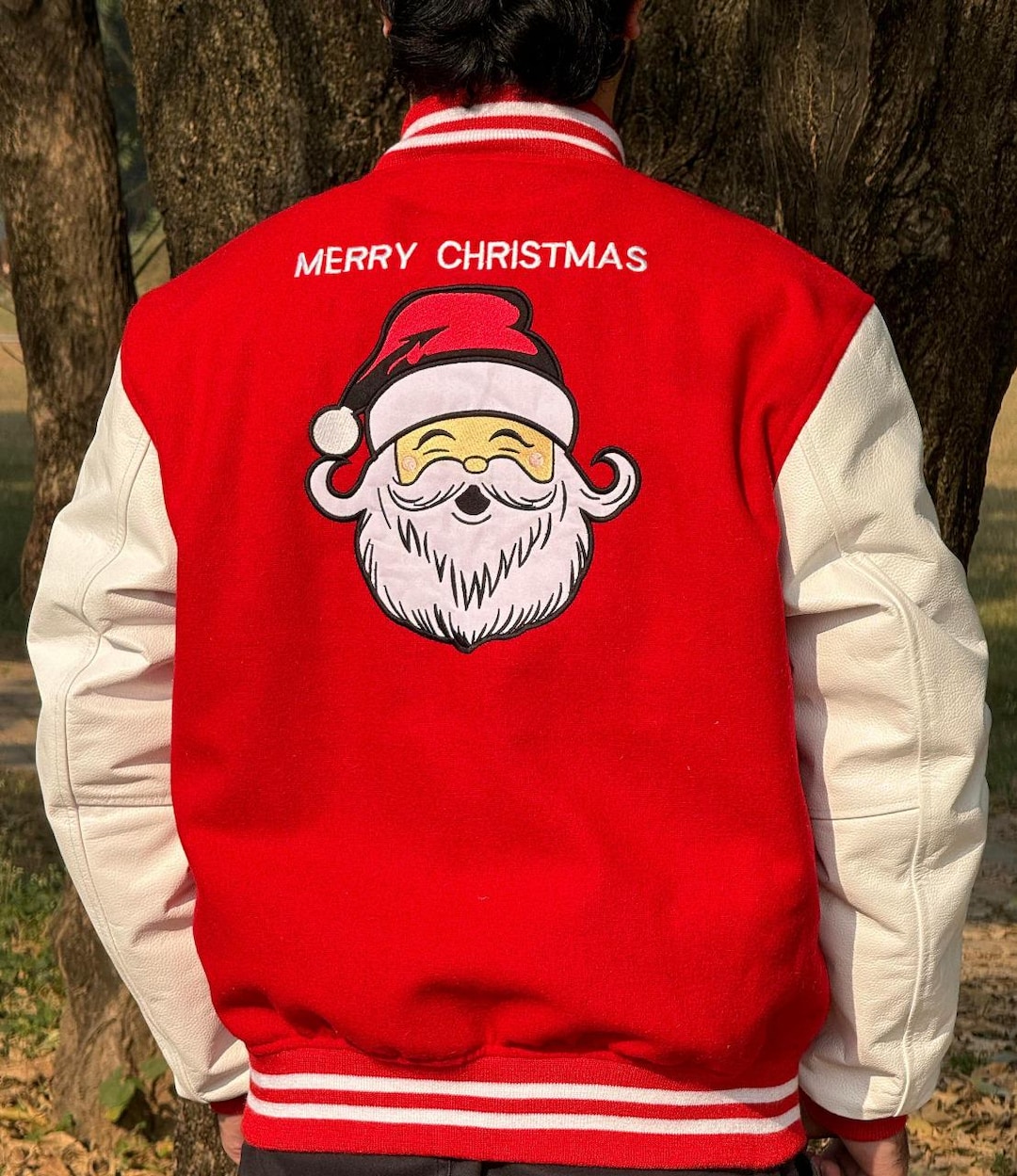 Christmas Varsity Jacket in Red Color Festive Jacket for Christmas Gift ...