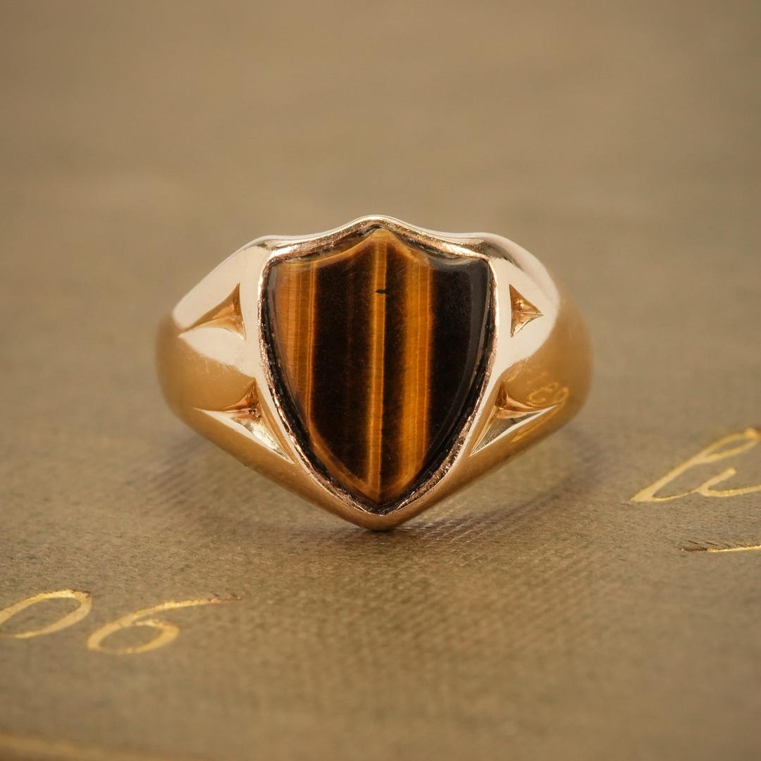 1897 Victorian Tigers Eye Shield Ring - Etsy
