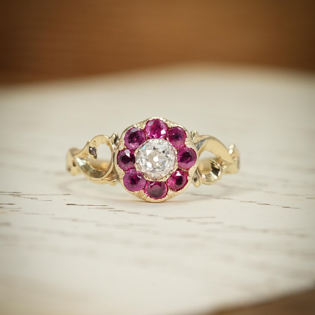 Victorian Diamond & Ruby Ring - Etsy
