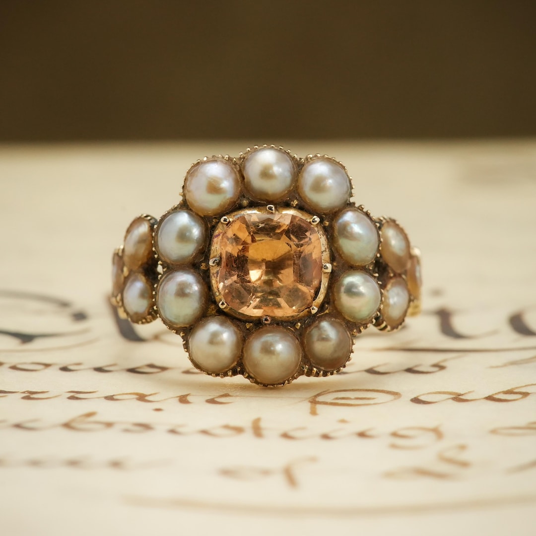 Georgian Topaz & Pearl Ring - Etsy