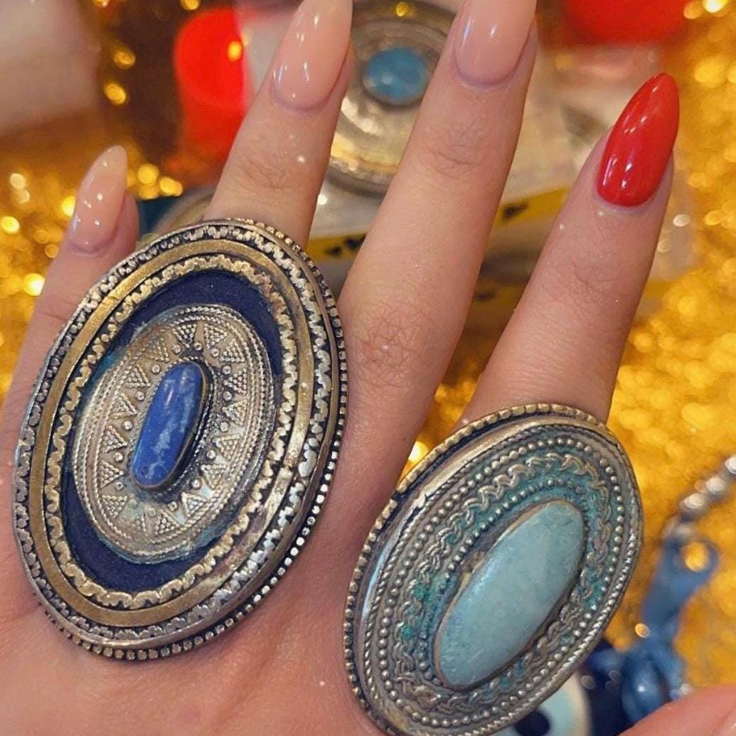 Antique Persian Rings With Real Stones - Handcrafted Vintage Jewelry - Etsy