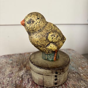 Primitive Paper Mache Chick, Easter Decor, Sage Green Band Pantry Box ...