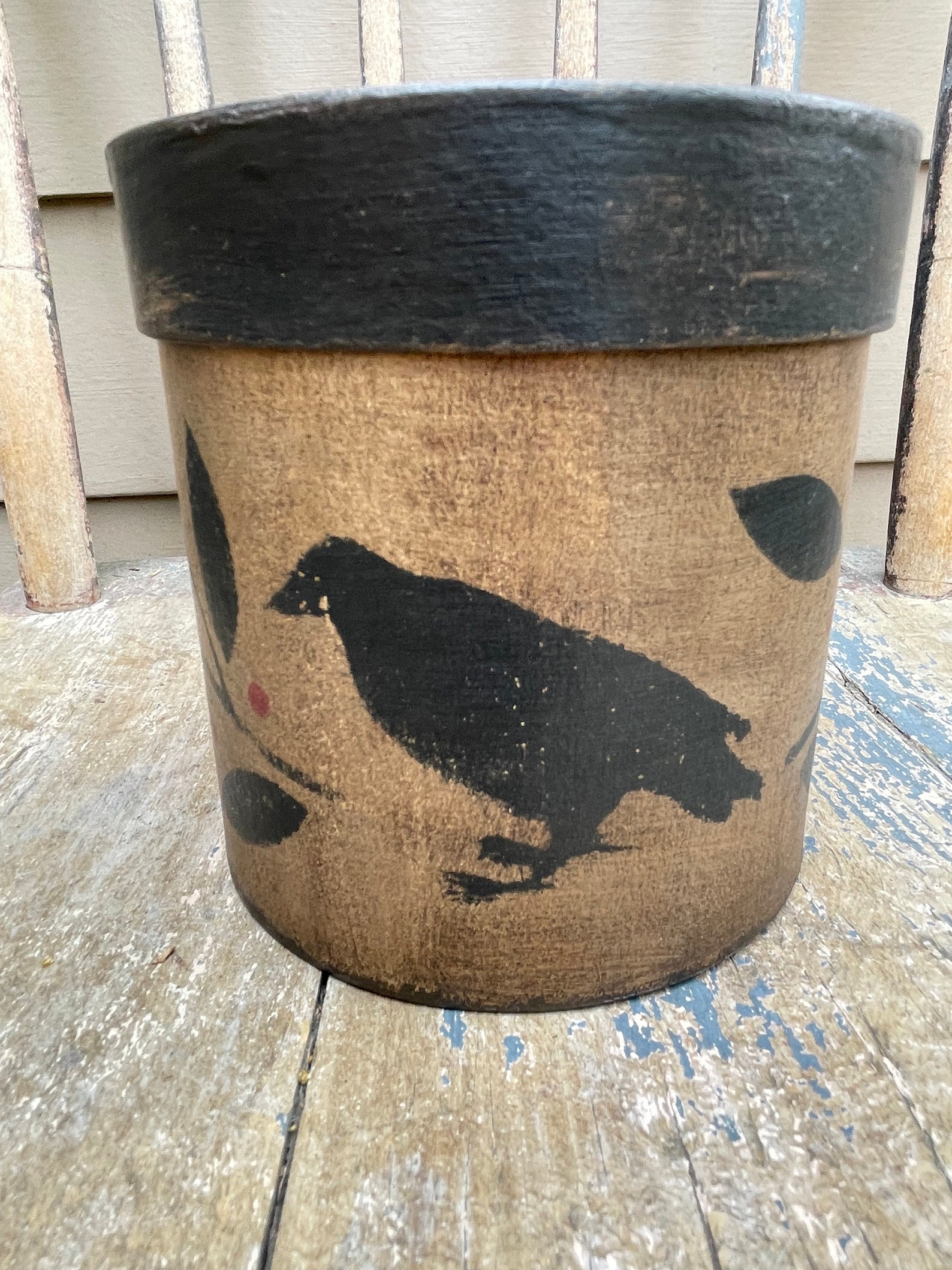 Primitive Crow Raven Pantry Paper Mache Box brown pip berries | Etsy