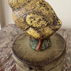 Primitive Paper Mache Chick, Easter Decor, Sage Green Band Pantry Box ...