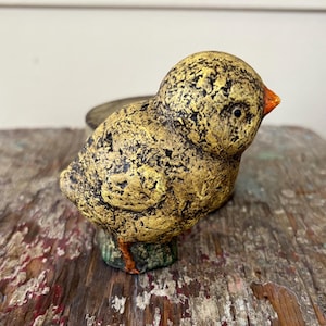 Primitive Paper Mache Chick, Easter Decor, Sage Green Band Pantry Box ...