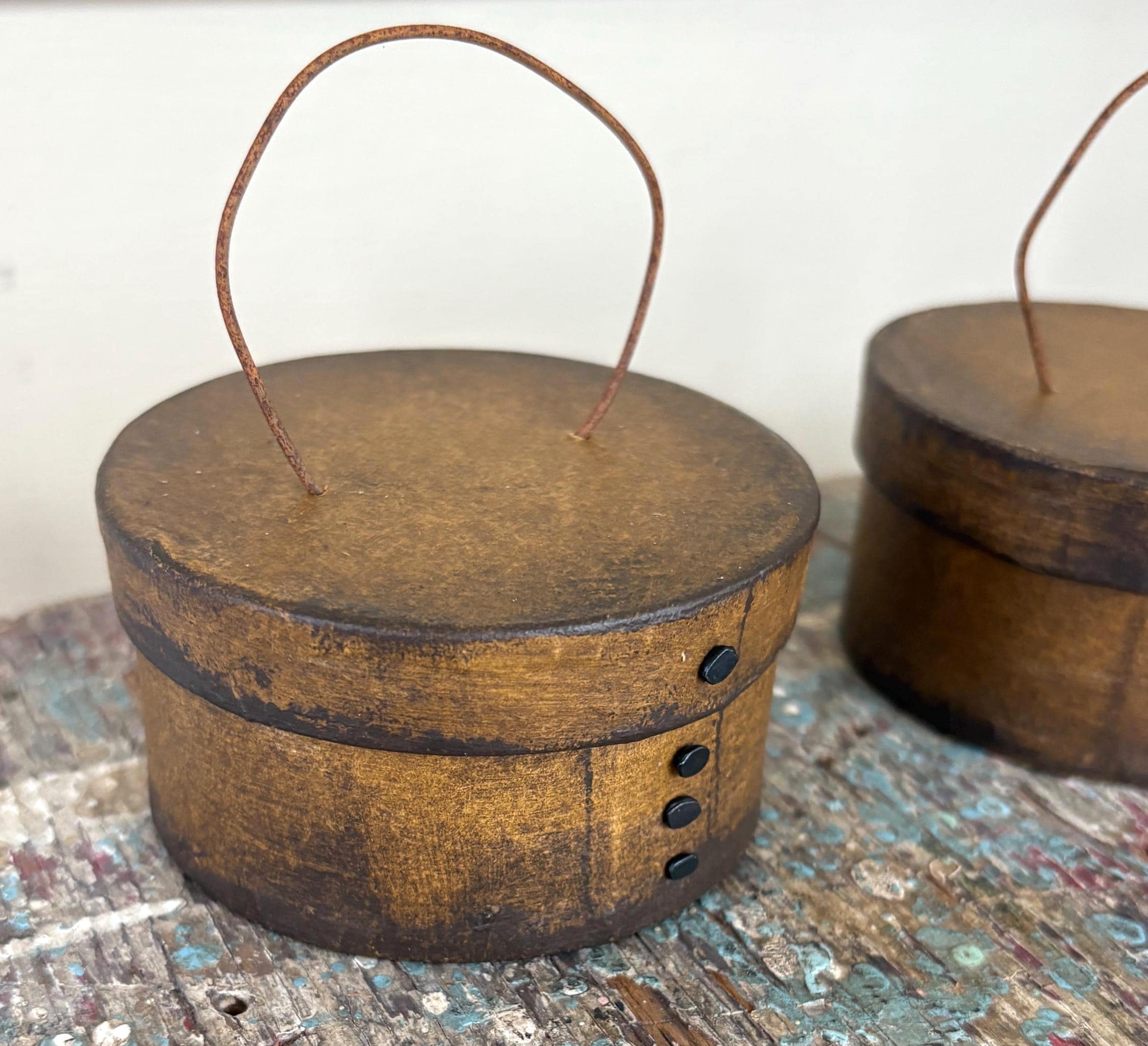 Mustard Yellow Primitive Pantry Boxes, Paper Mache Feather Tree ...