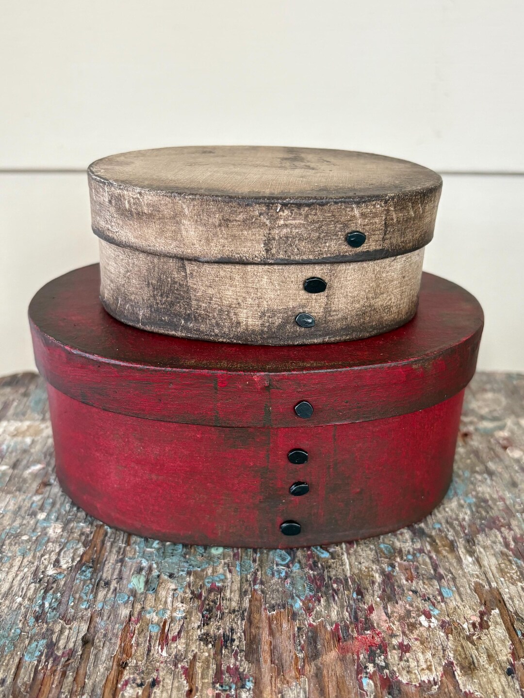 Primitive Rustic Distressed Valentine's Day Oval Paper Mache Pantry ...