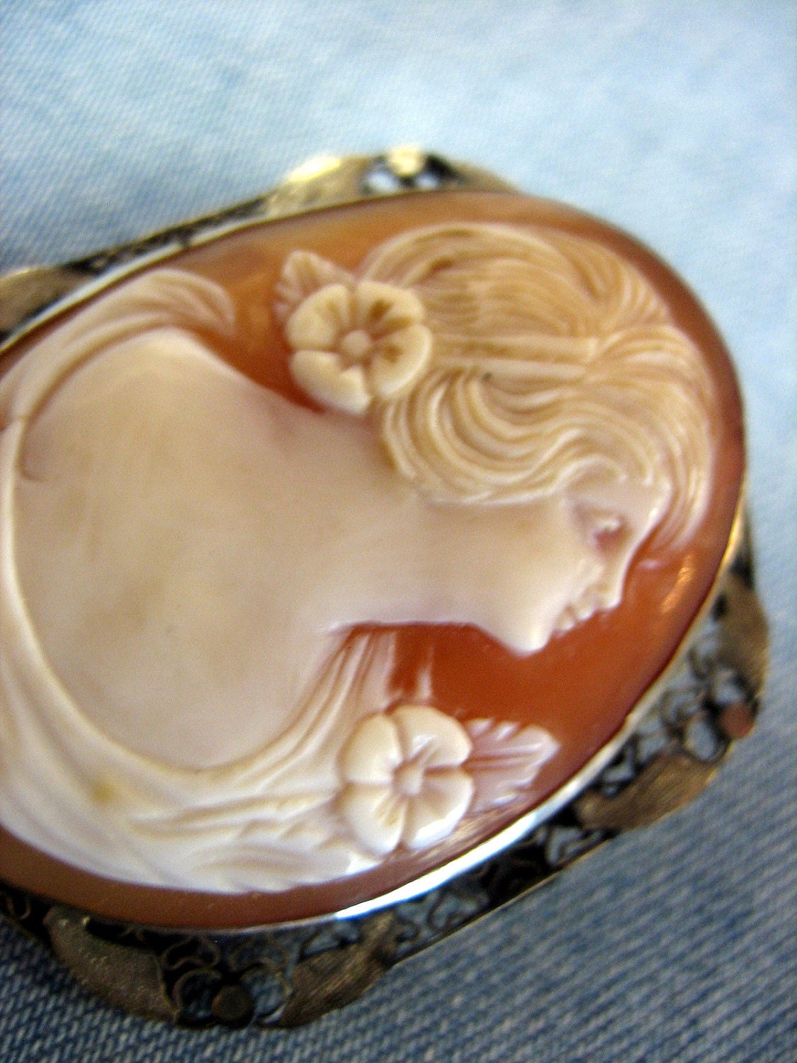 Vintage 1910s Edwardian Cameo 14k White Gold Brooch - Etsy