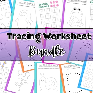 Tracing Worksheet Bundle for Kids, Letter Tracing, Number Tracing ...