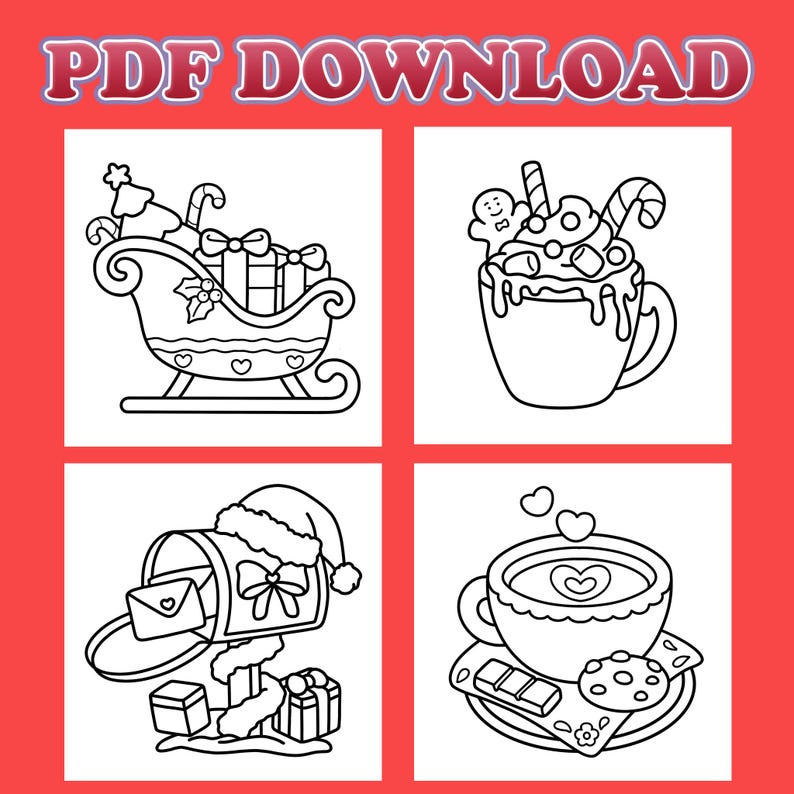 Xmas Cutie Coloring Book 40 Pages Instant Download - Etsy
