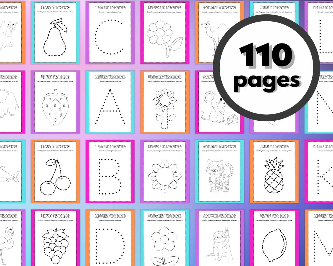 Tracing Worksheet Bundle for Kids, Letter Tracing, Number Tracing ...