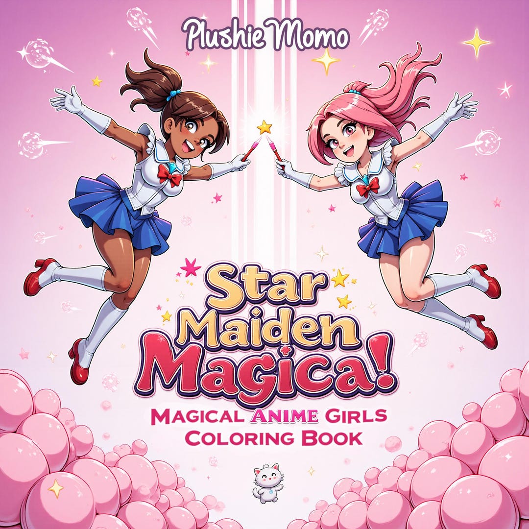 Magical Girl Coloring Pages, 50 Cute and Magical Digital Illustrations ...