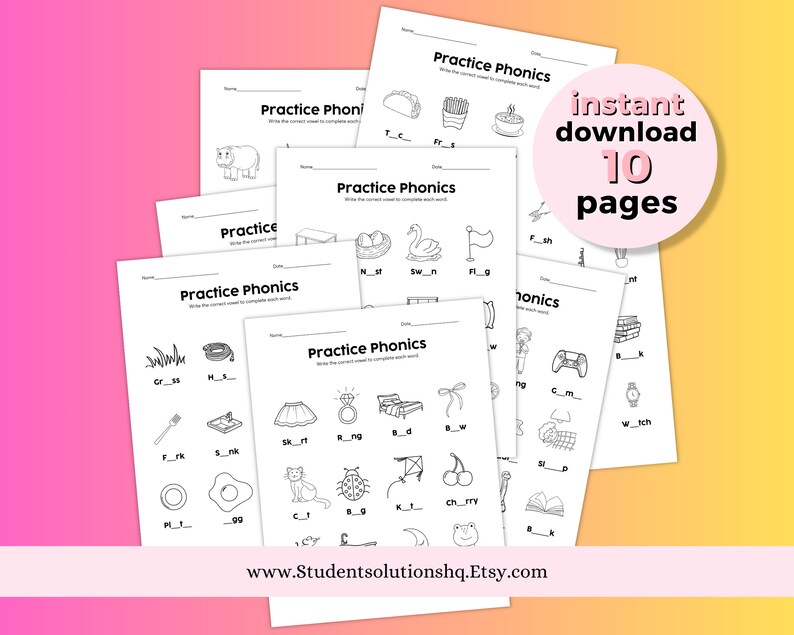 Phonics Worksheets for Pre-k and Kindergarten, Editable, Customizable ...