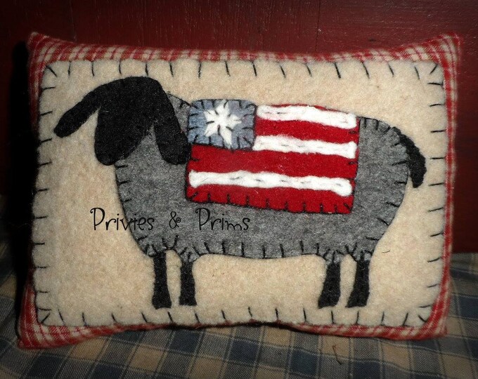 Primitive Patriotic Americana SHEEP Pillow or Pin Cushion Keep wool ...
