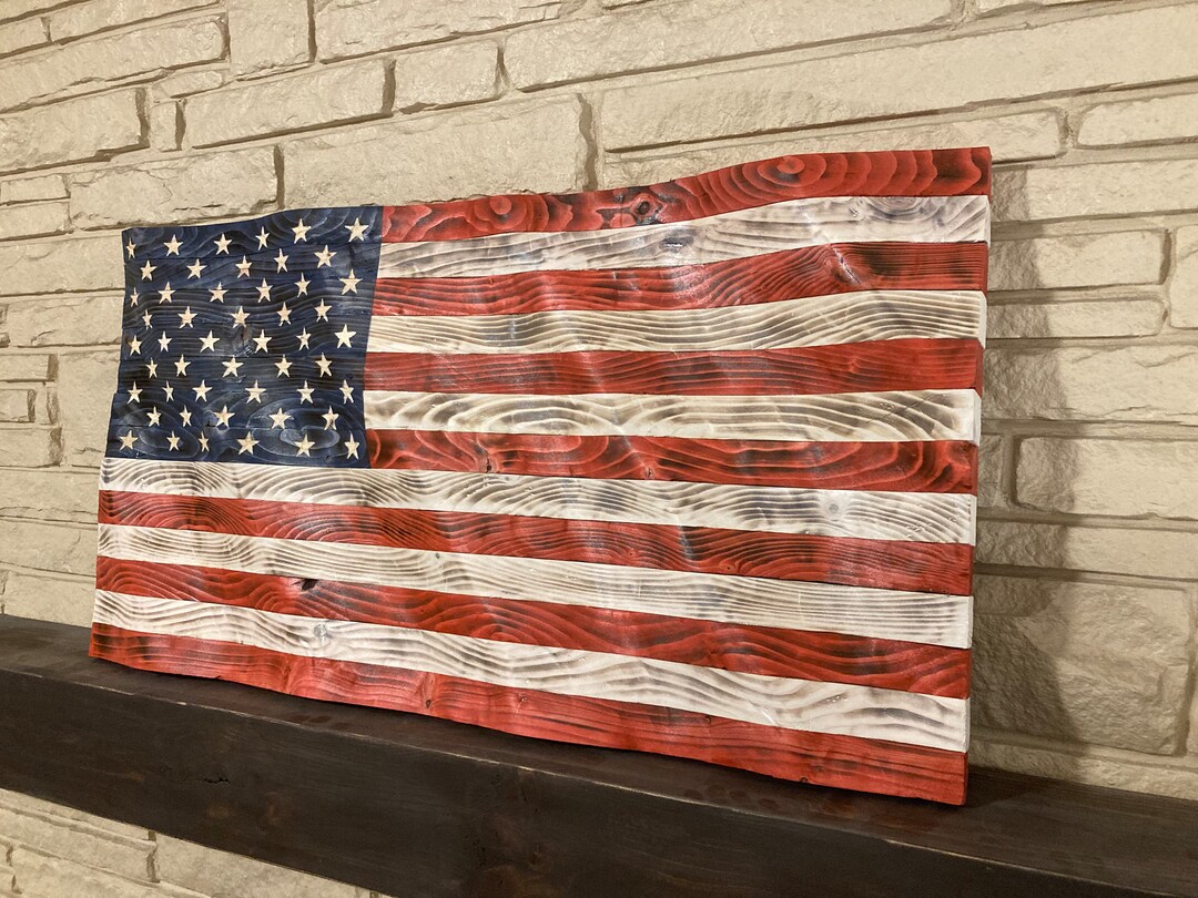 Wooden Wavy American Flag - Etsy