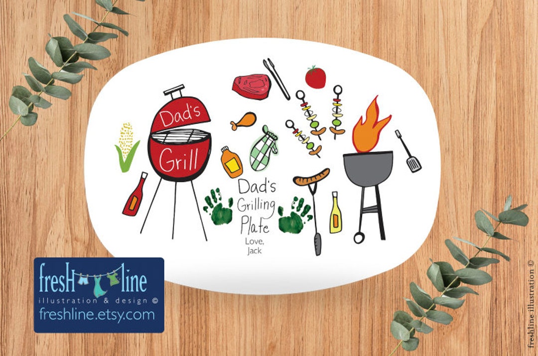 Handprint Fathers Day Gift Idea, Fathers Day Grilling Plate, Fathers ...