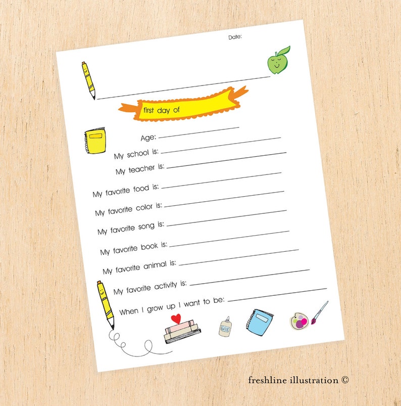First Day of School Sign Printable: Fill-in Keepsake (digital Download ...
