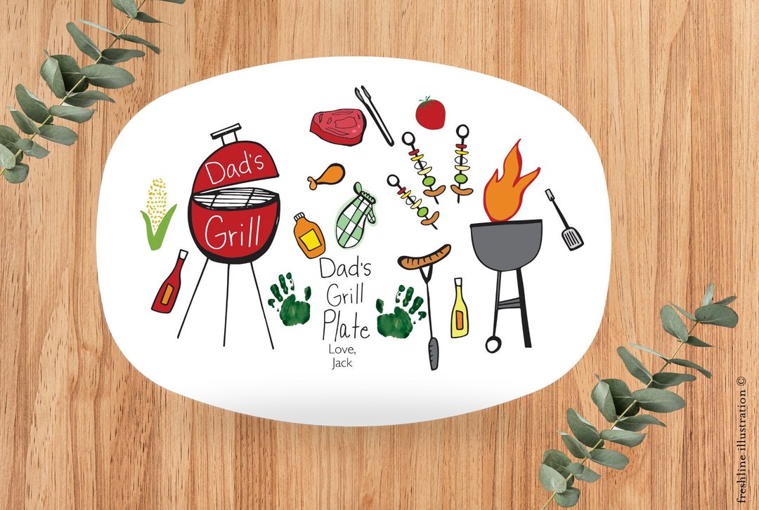 Handprint Fathers Day Gift, Grandpa Gift, Grandpas Grilling Plate, Dads ...