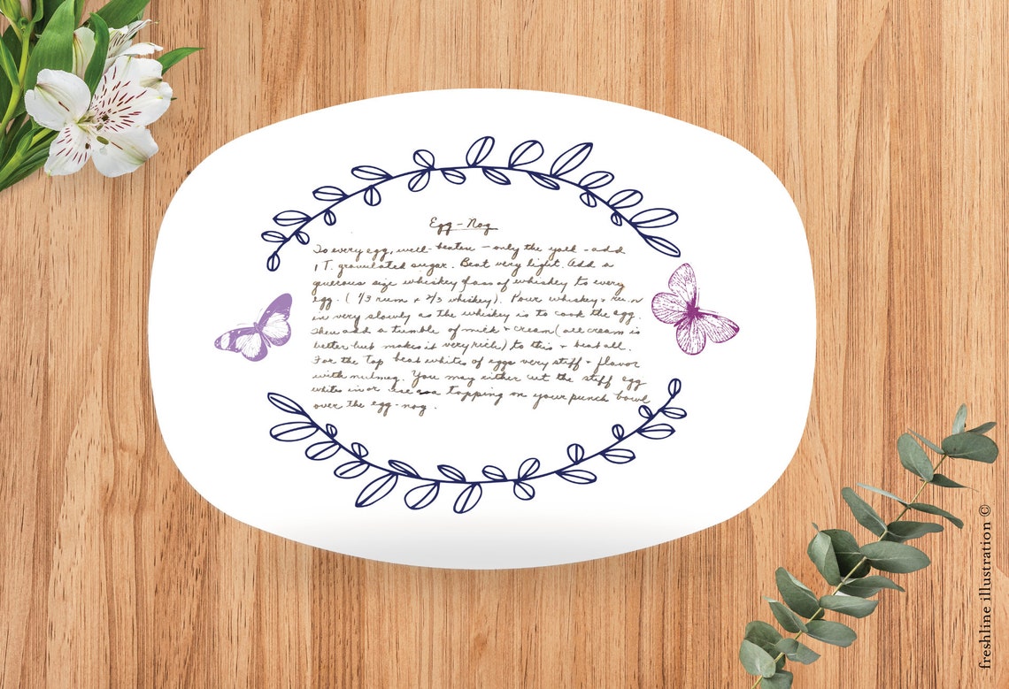 Recipe Plate Handwritten Recipe, Recipe on Platter, Handwritten Recipe ...