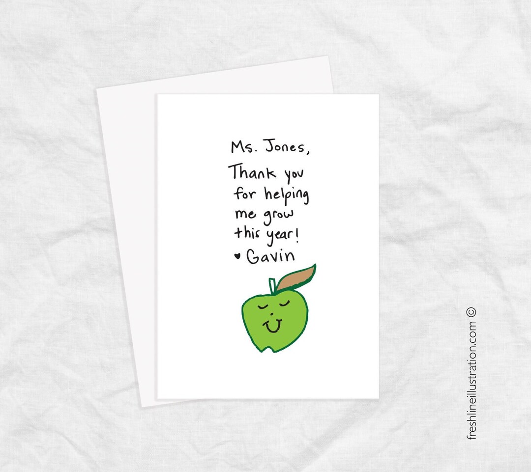Personalized Teacher Note Card With Your Name, Custom Teacher Card - Etsy