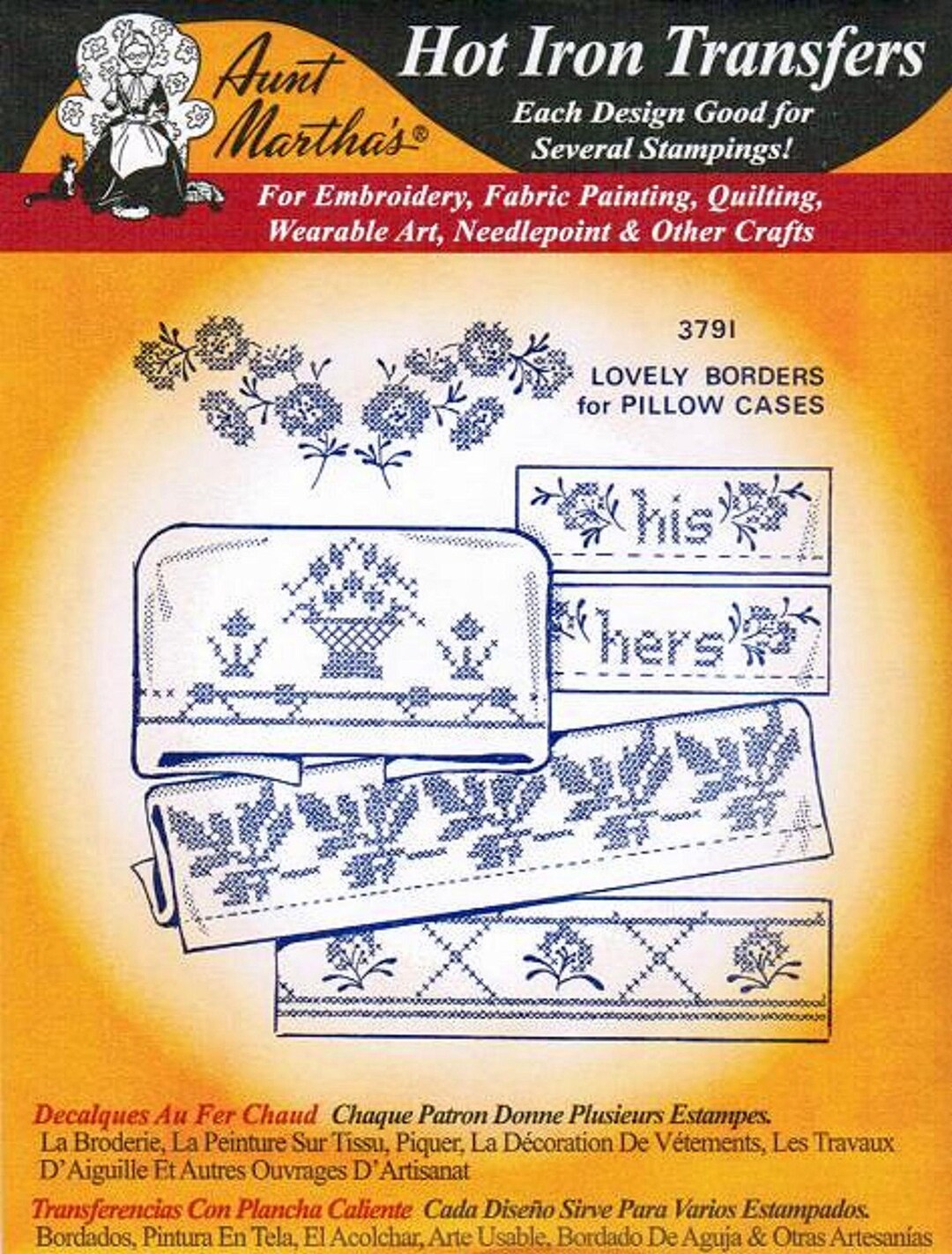 Lovely Borders for Pillow Cases Aunt Martha's Embroidery Transfer #3791 ...