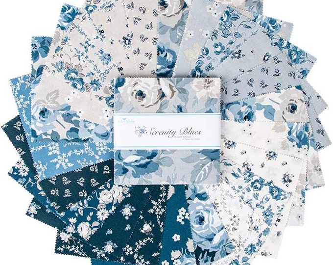 Serenity Blues Riley Blake 5" Stacker 42 Precut Fabric Quilt Squares by ...