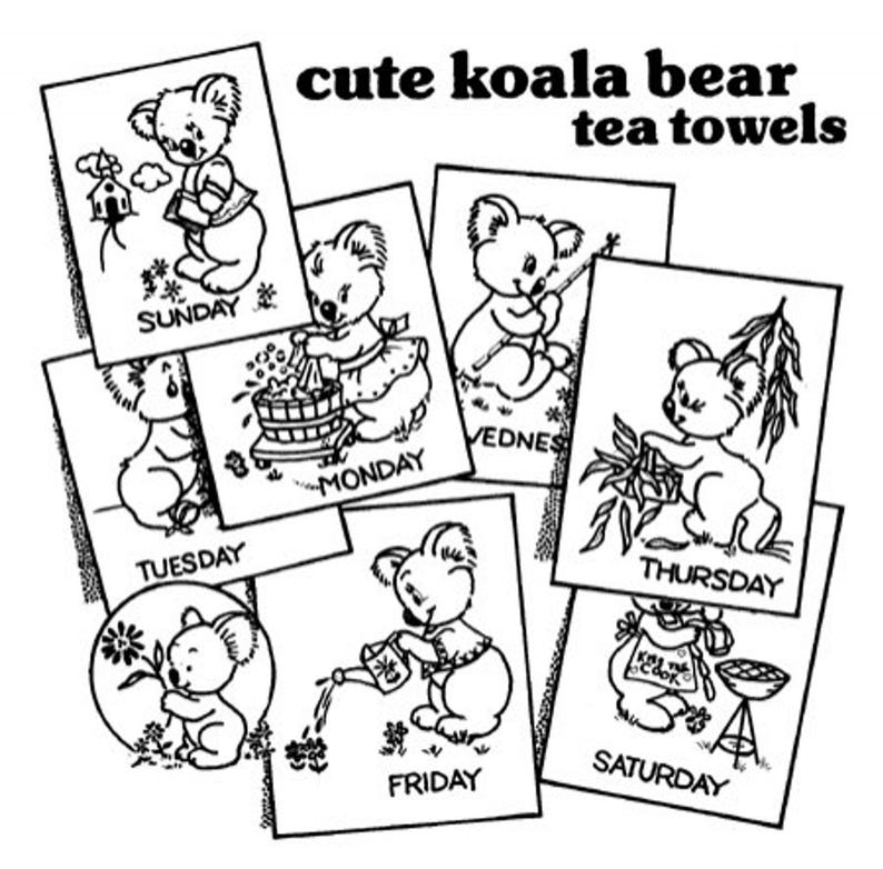 Cute Koala Bear Aunt Martha's DOW Embroidery Transfer Designs #3829 - Etsy