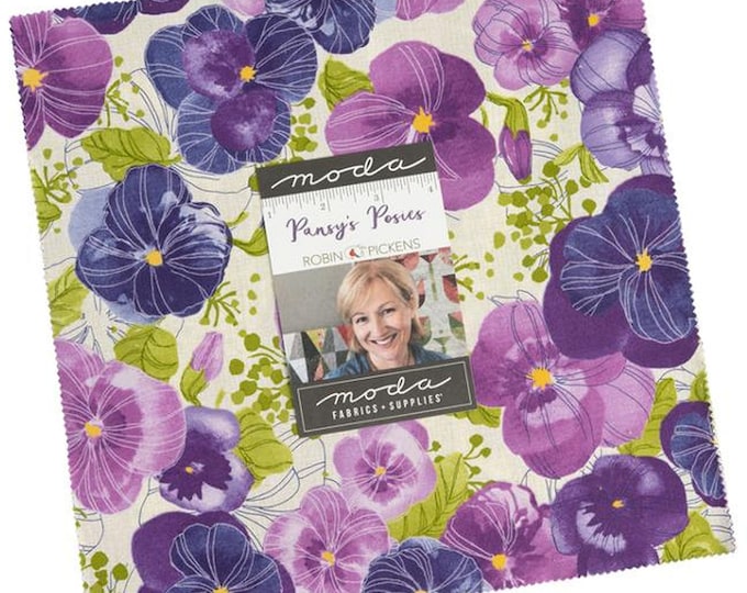 Pansy's Posies Moda Layer Cake, 42 - 10" Precut Fabric Quilt Squares by ...